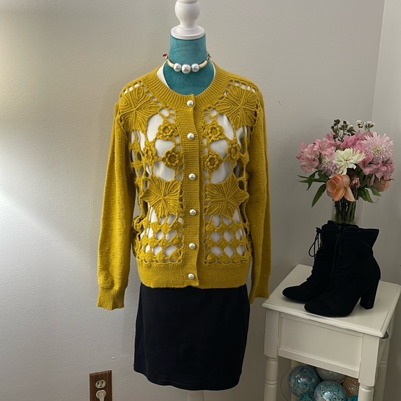 Anewsta | Sweaters | Golden Yellow Cut Out Knit Sweater | Poshmark